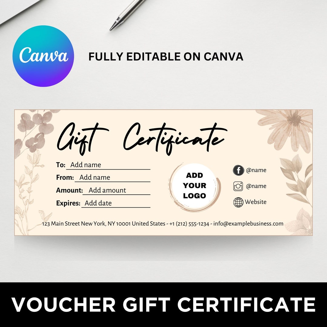 Voucher Gift Certificate Template, Gift Voucher Design, Printable Event ...