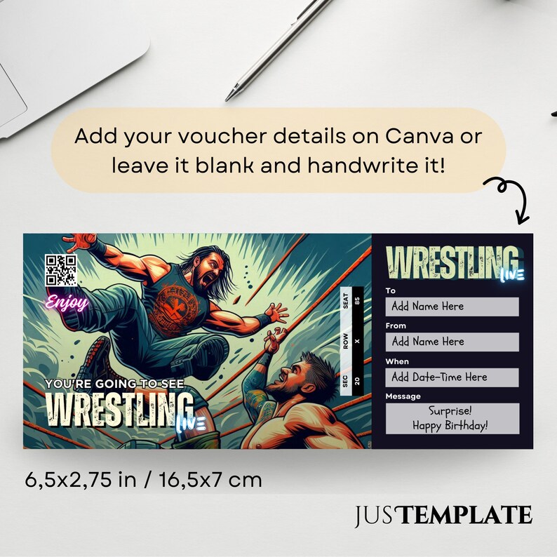 Printable Wrestling Tickets Template, WWE Ticket, Raw Ticket ...