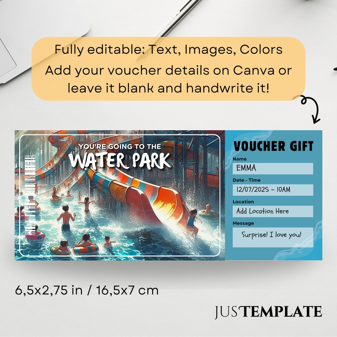 Water Park Ticket Template, Amusement Park Tickets, Admission Ticket ...