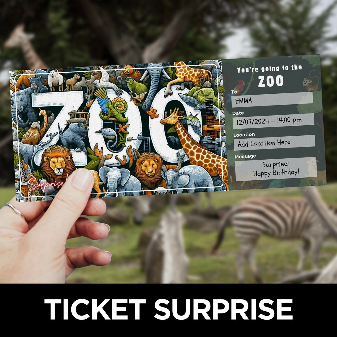 Zoo Ticket Template, Printable Event Ticket, Safari Park, Gift Voucher ...
