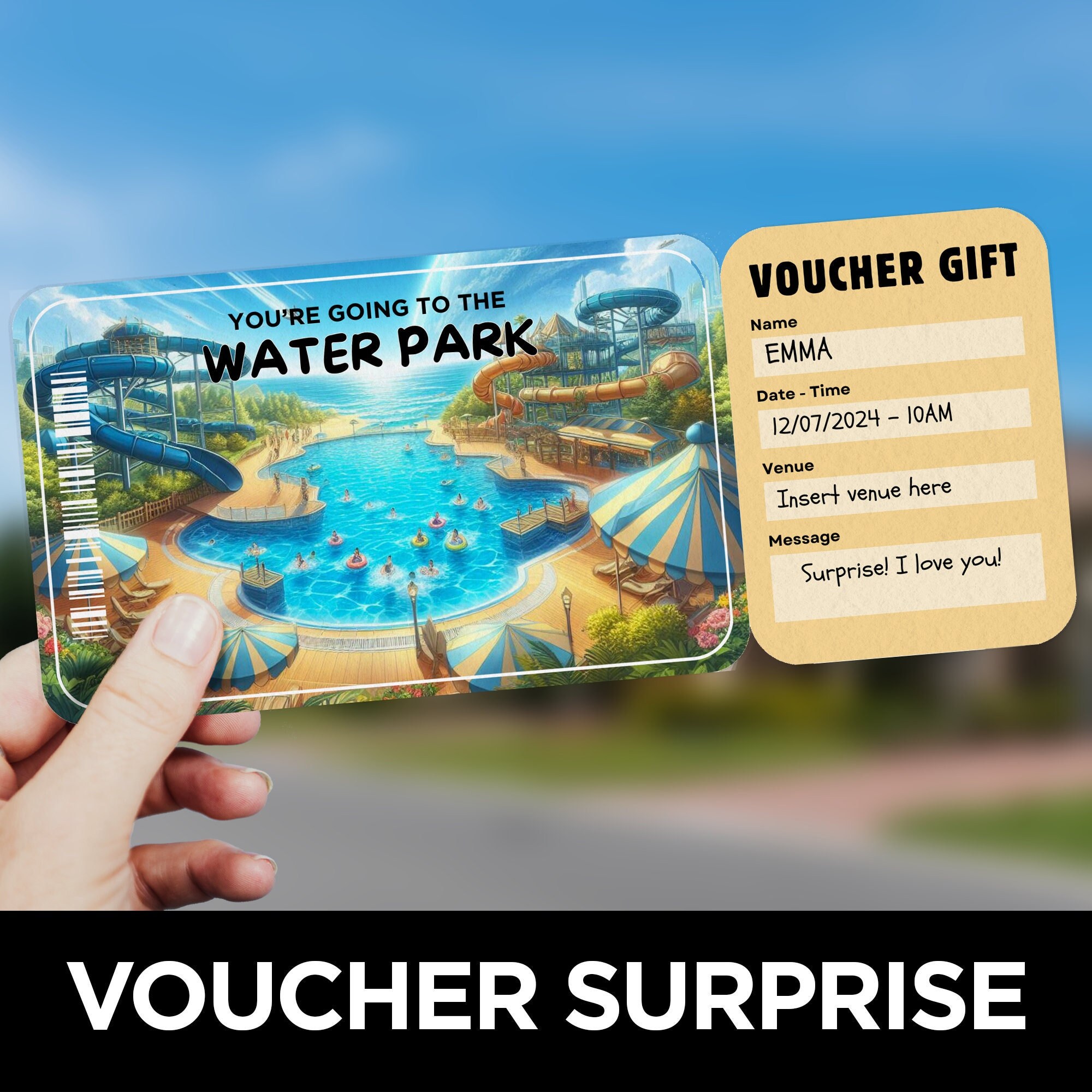 Waterpark Ticket Template, Amusement Park Ticket, Admission Ticket ...
