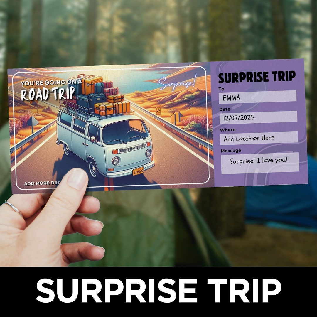 Road Trip Ticket Template, Travel Voucher Surprise, Experience Gifts ...