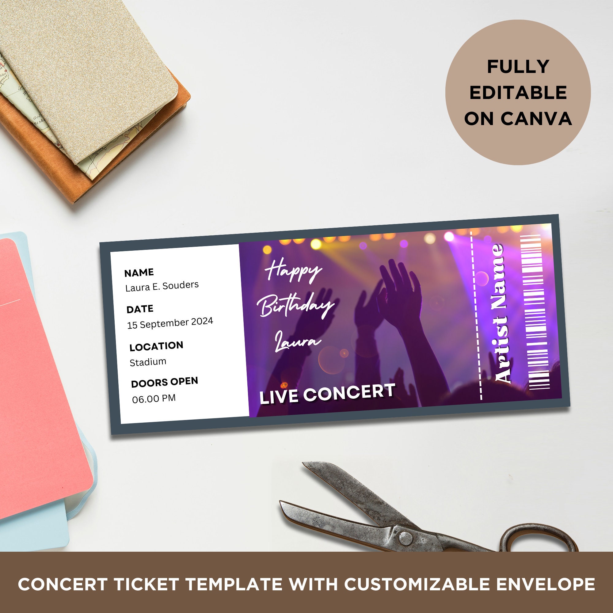 Concert Ticket Template, Event Ticket, Concert Tour Ticket, Live ...
