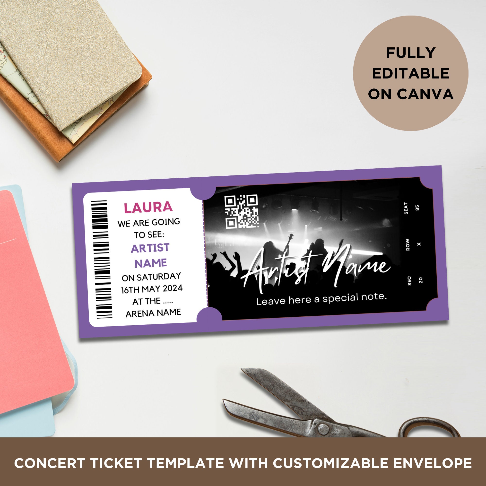 Concert Ticket Template, Concert Tour Ticket, Live Concert Tickets ...