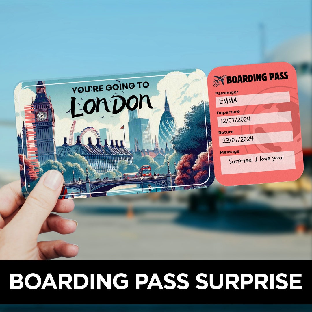 London Trip Surprise, Boarding Pass Ticket Template, Flight Boarding ...