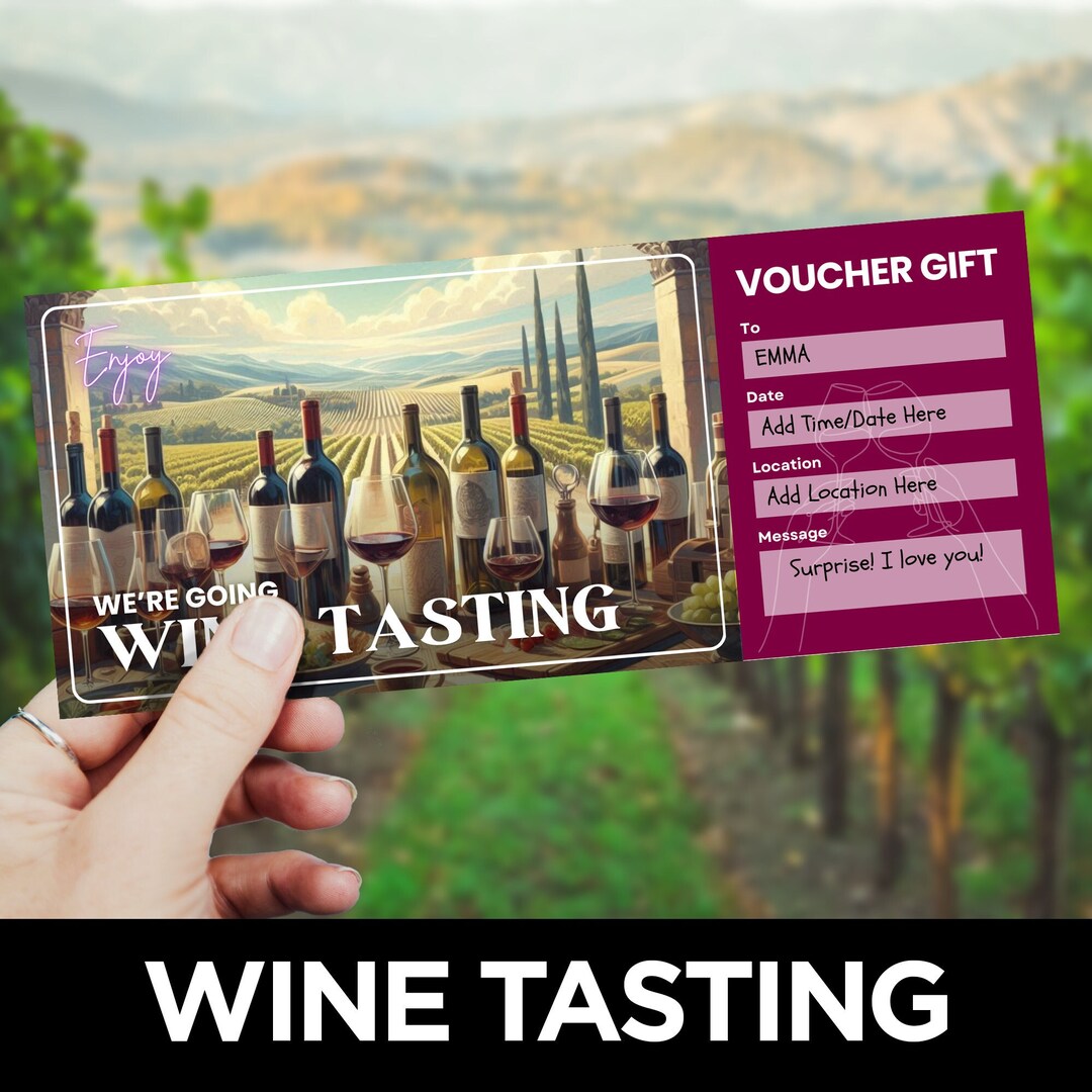 Wine Tasting Voucher Template, Present for Wine Lover, Experience Gift ...
