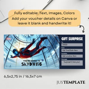Indoor Skydiving Ticket Printable Voucher - Experience Gift Coupon for ...