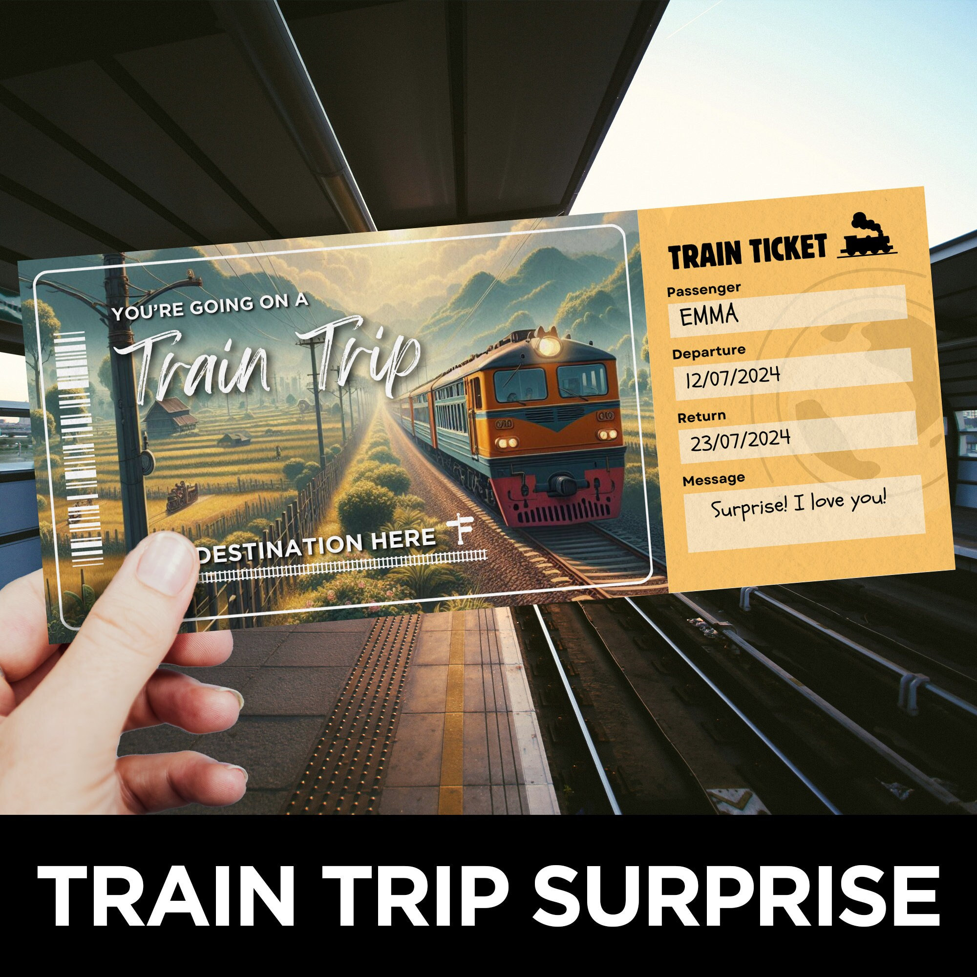 Train Ticket Template, Editable Boarding Pass, Train Ticket Download ...