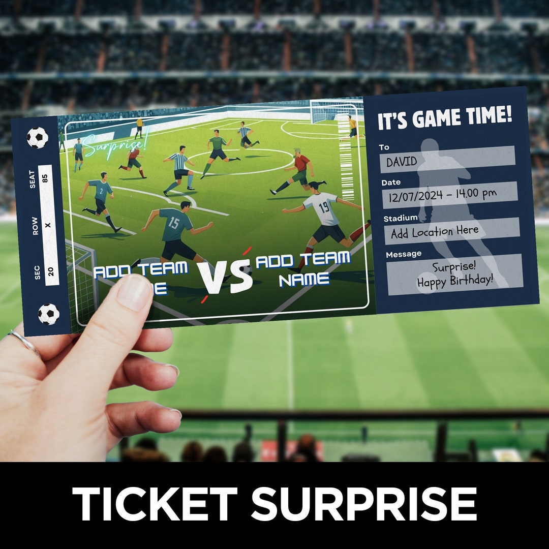 Soccer Game Ticket Template, Soccer Birthday Invitation, Football ...