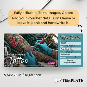 Tattoo Ticket Template, Tattoo Gift Voucher, Printable Coupon Surprise ...
