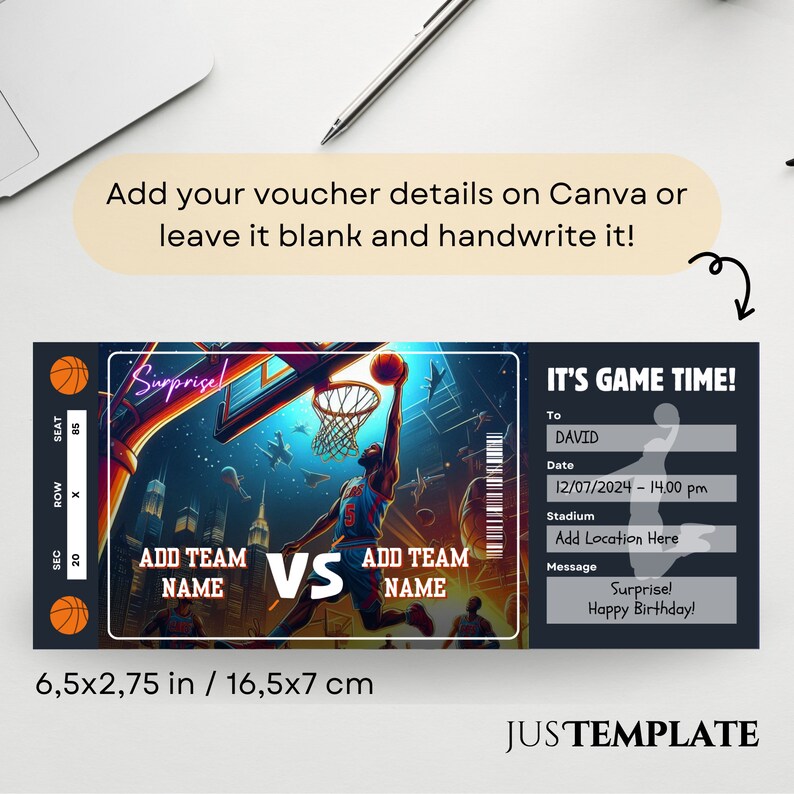 Basketball Game Ticket Template, Basketball Birthday Invitation, NBA ...