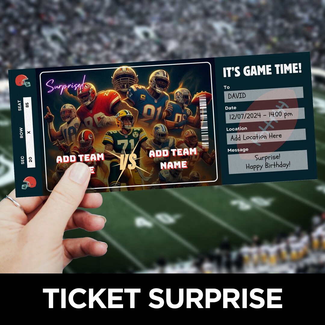 Nfl Ticket Template, Football Game Ticket, American Football Ticket ...