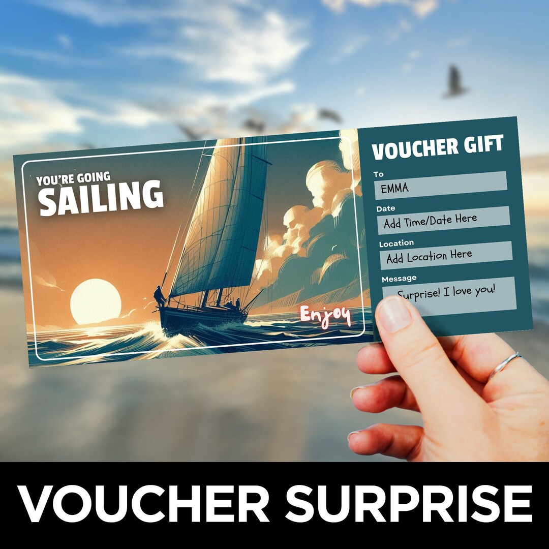 Sailing Ticket Template, Water Sport Voucher, Printable Sailing Coupon ...