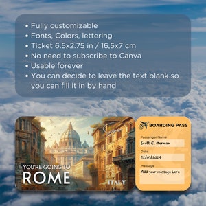 Rome Boarding Pass, Plane Ticket Template, Flight Boarding Pass ...