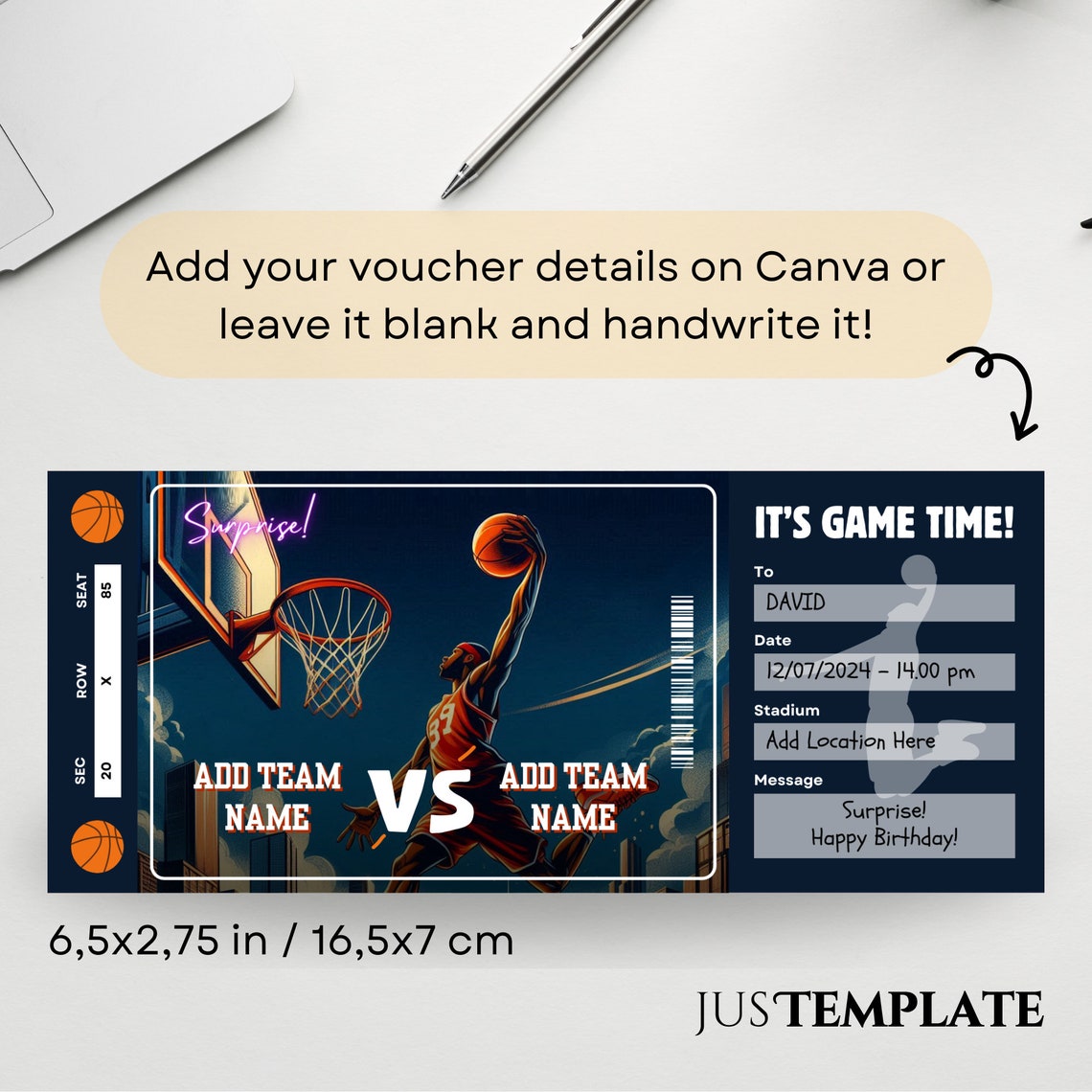 Basketball Game Ticket Template, Basketball Birthday Invitation, NBA ...