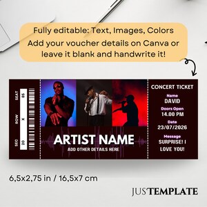 Editable Concert Ticket Template, Printable Live Concert Tickets, Event ...
