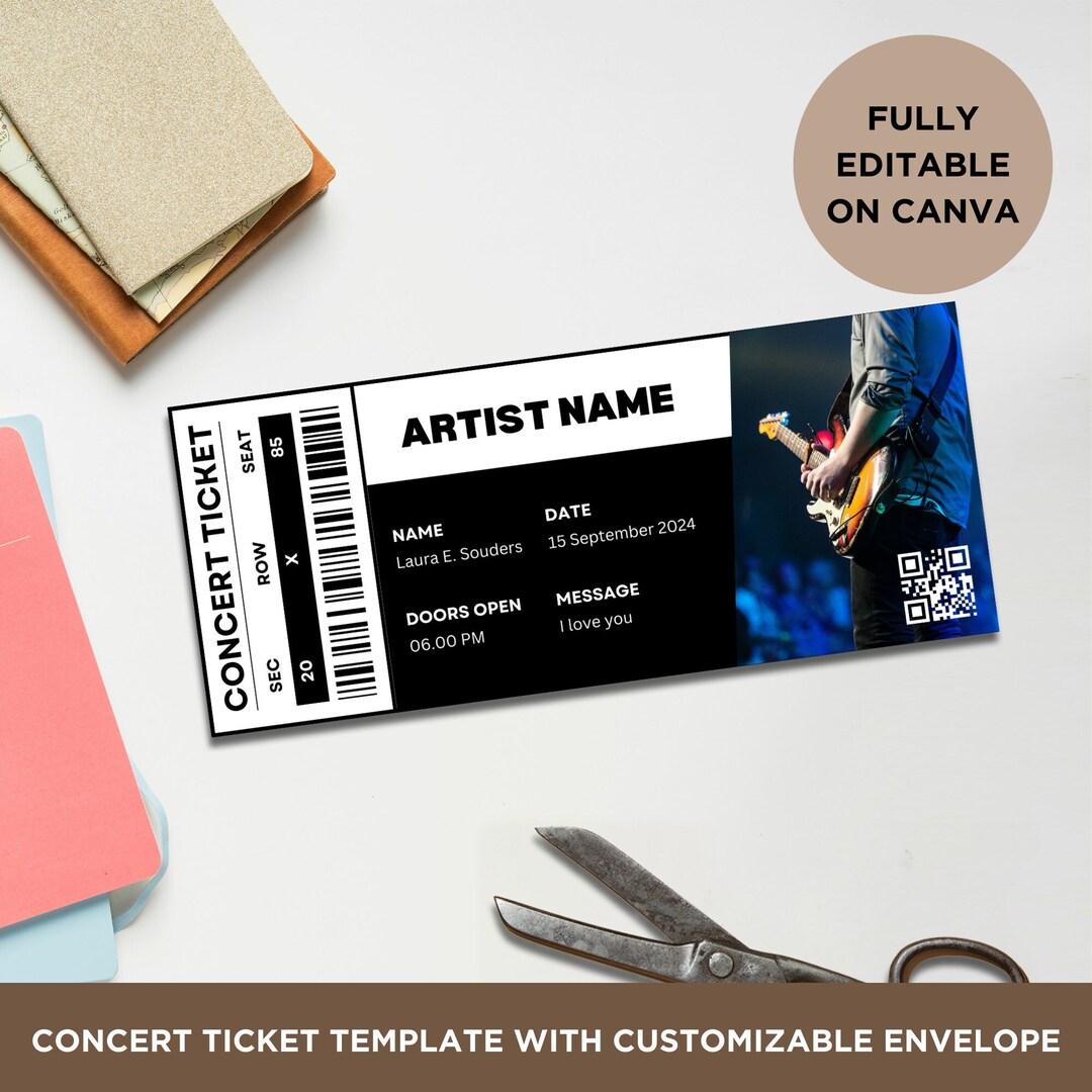 Concert Ticket Template, Event Ticket, Concert Tour Ticket, Live ...
