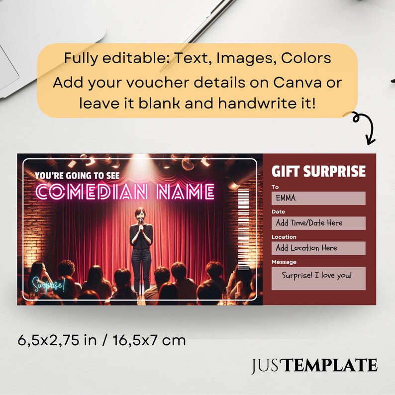 Comedy Show Ticket Template, Stand up Comedy, Event Ticket, Theater ...