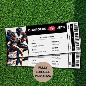 Football Ticket Template, Event Ticket, Football Game Ticket, Sports ...