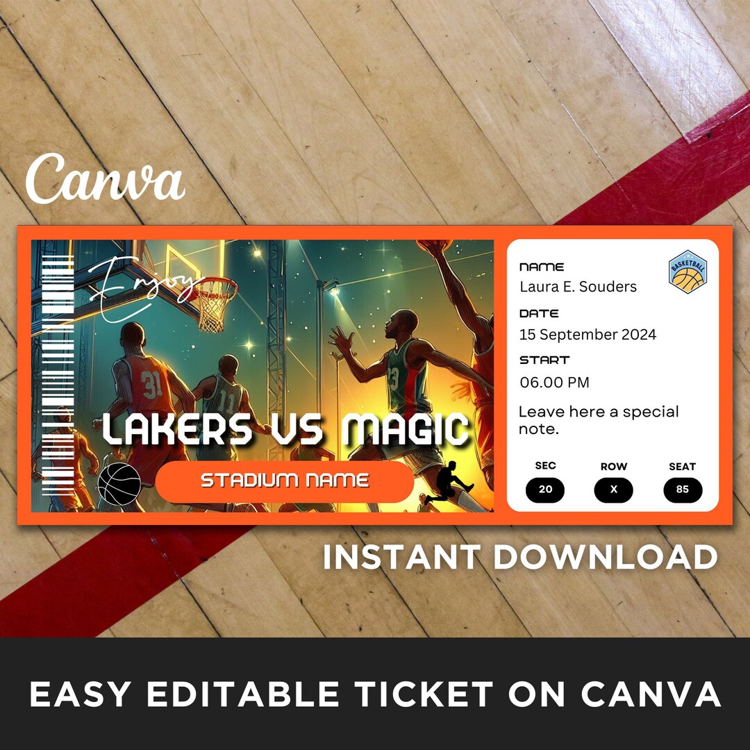 Basketball Game Tickets, Basketball Invite, Sports Event Ticket, Coupon ...
