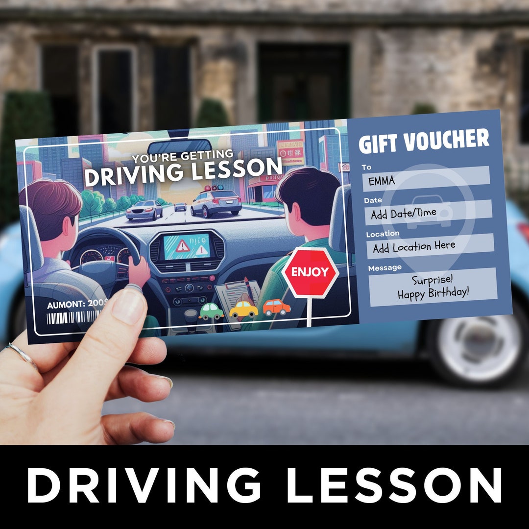 Driving Lesson Voucher, Drive Ticket Template, Experience Gift, Driving ...