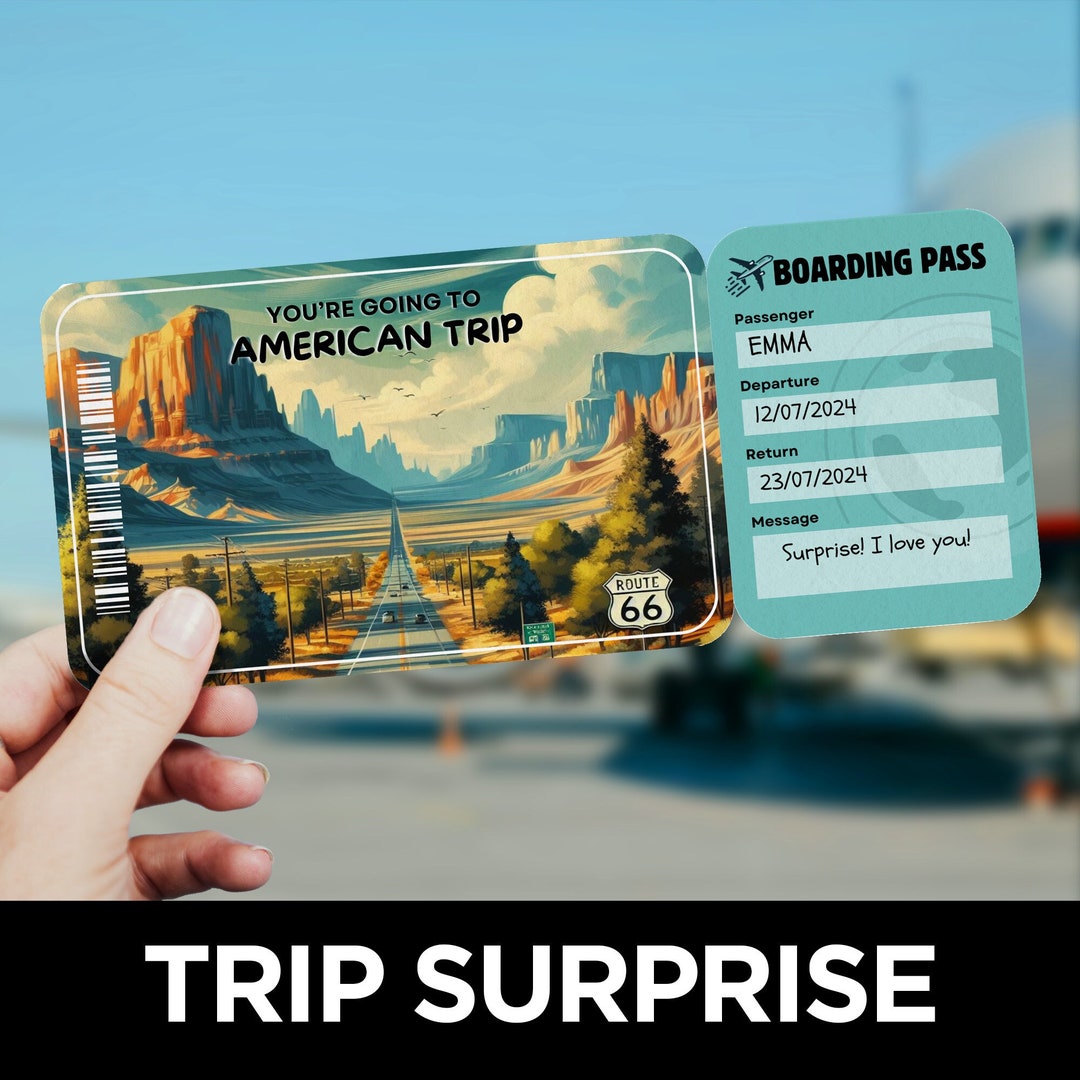 American Trip Ticket, Trip Surprise, Plane Ticket Template, Boarding ...