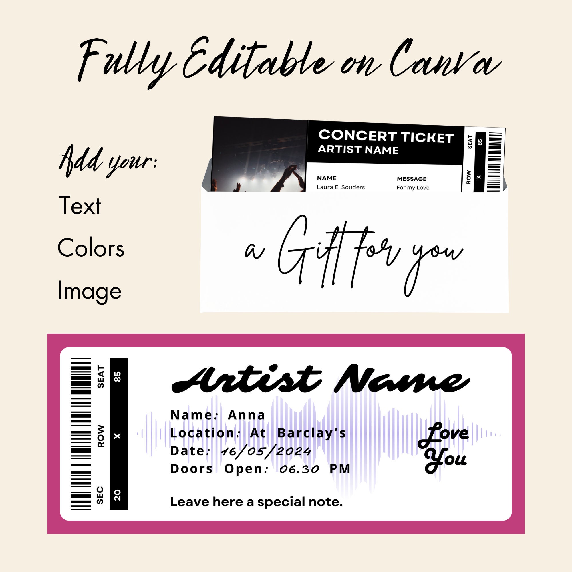 Concert Ticket Template, Concert Tour Ticket, Live Concert Tickets ...