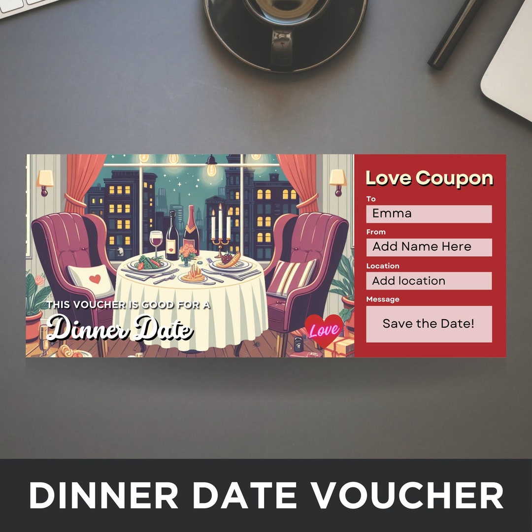 Date Night Coupon Template, Couple Coupons, Love Coupons, Dinner Out ...