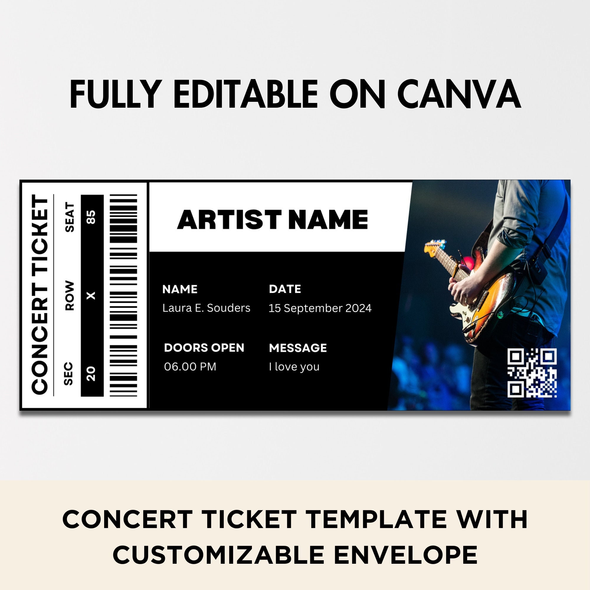 Concert Ticket Template, Event Ticket, Concert Tour Ticket, Live ...