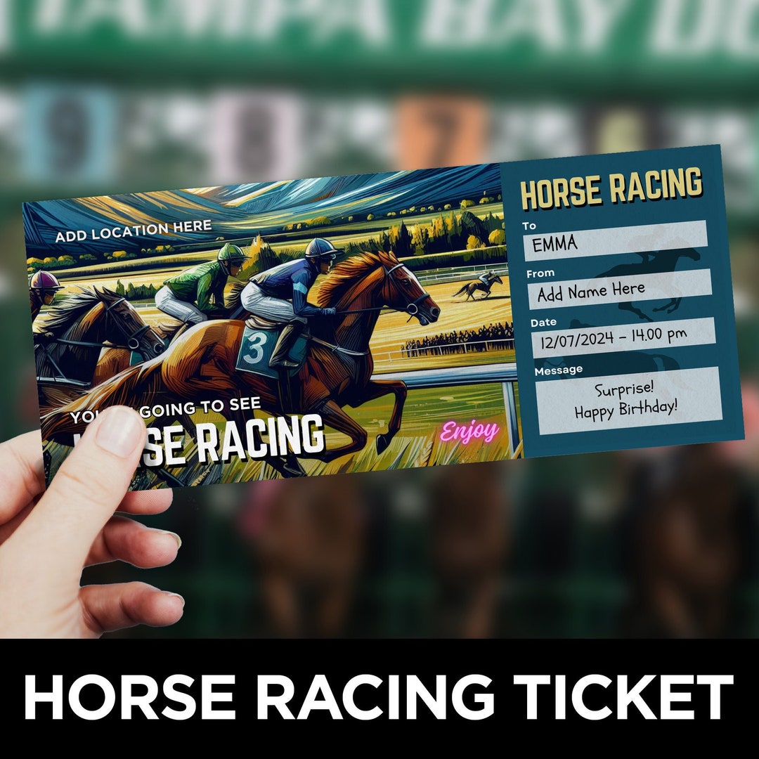 Horse Racing Ticket Template, Horse Race Voucher, Horse Lover Gift ...