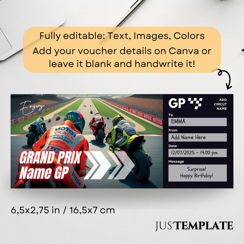 Editable Moto GP Ticket Template, Grand Prix Invitation, Moto GP Race ...