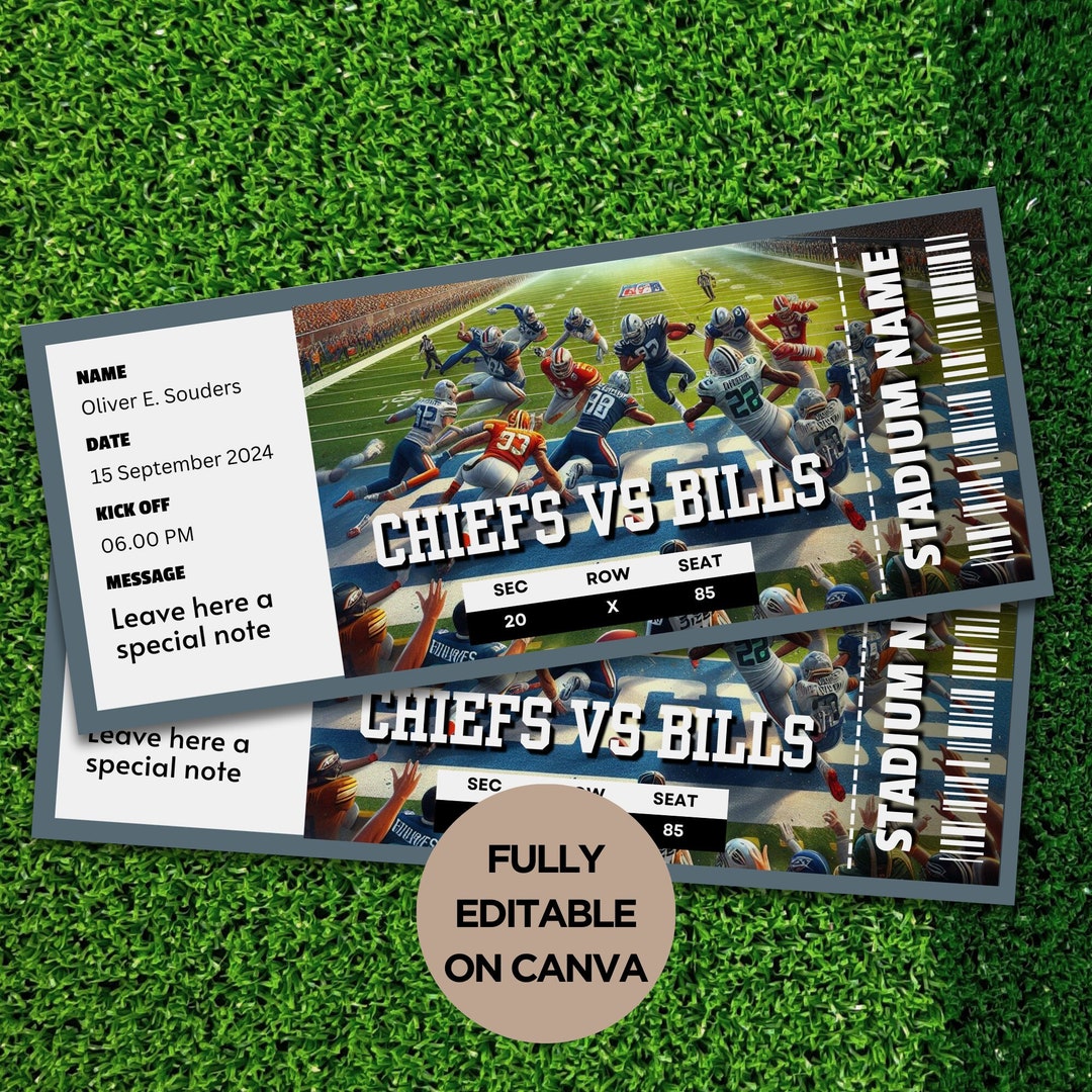 Nfl Ticket Template, Event Ticket, Football Game Ticket, Sports Event ...