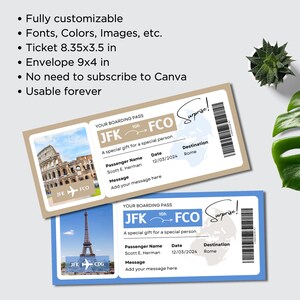 Editable Plane Ticket Template, Boarding Pass Ticket Template, Airline ...