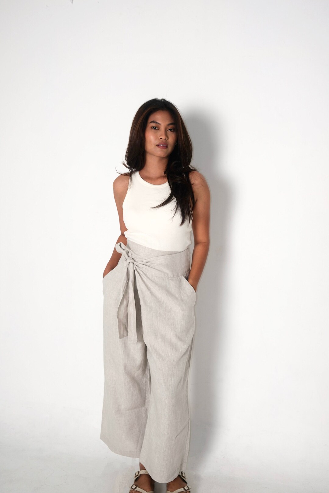 Wrap Linen Pants / Linen Pants for Women / Summer Linen Pants - Etsy