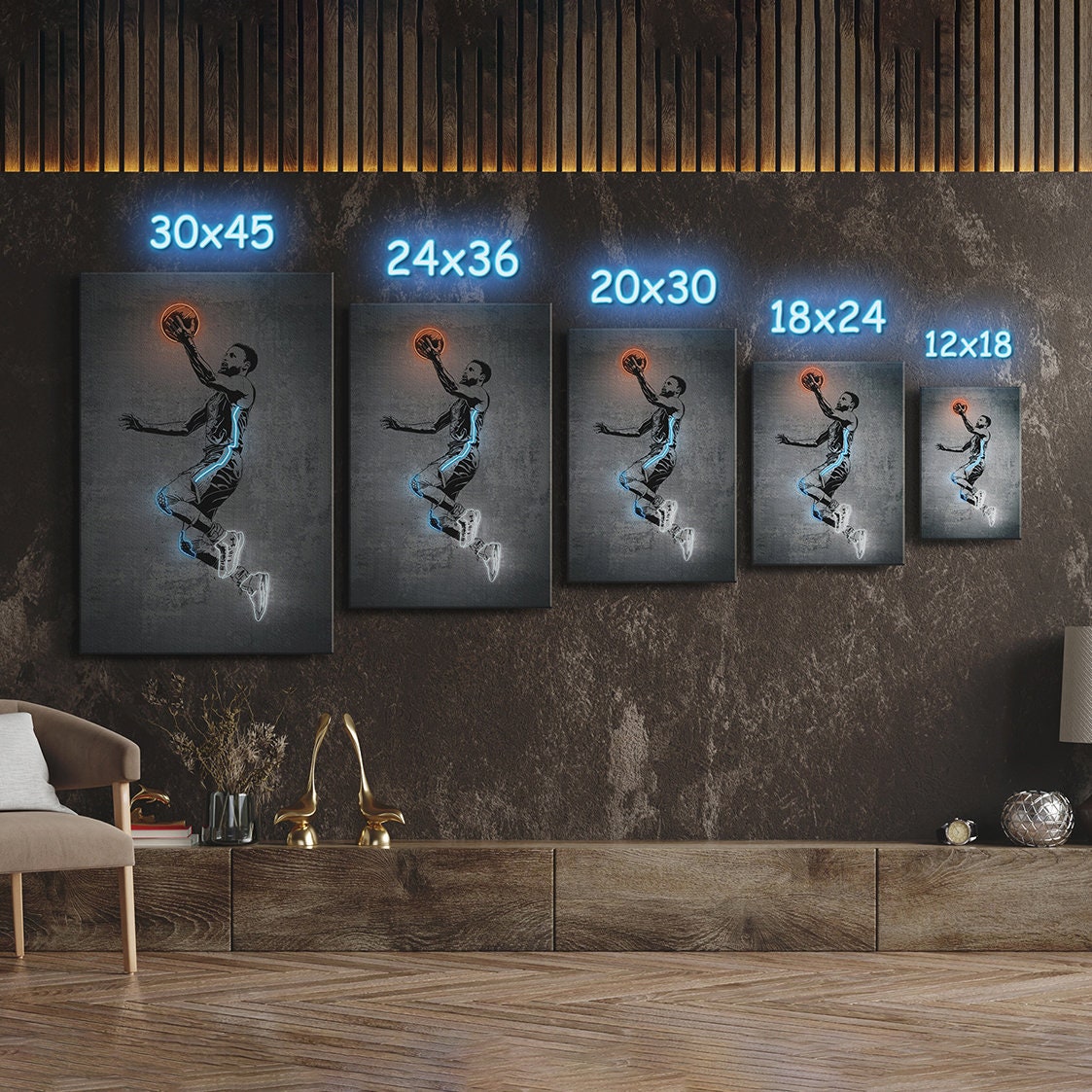 Damian Lillard Poster Neon Portland Trail Blazers NBA Canvas Wall Art ...