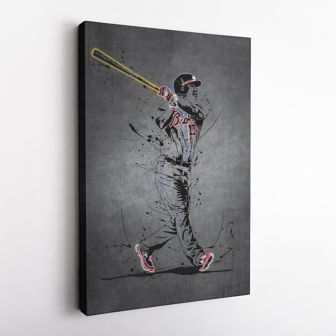 Chipper Jones Poster Neon Atlanta Braves MLB Canvas Wall Art Home Decor ...