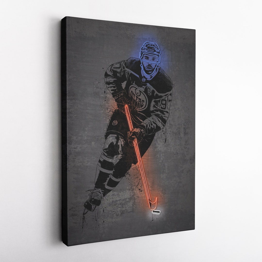 Connor Mcdavid Poster Neon Edmonton Oilers NHL Canvas Wall Art Home ...