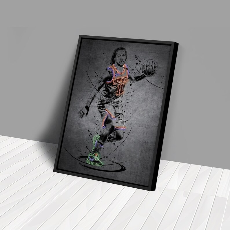 Jalen Brunson Poster Neon New York Knicks NBA Canvas Wall Art Home ...