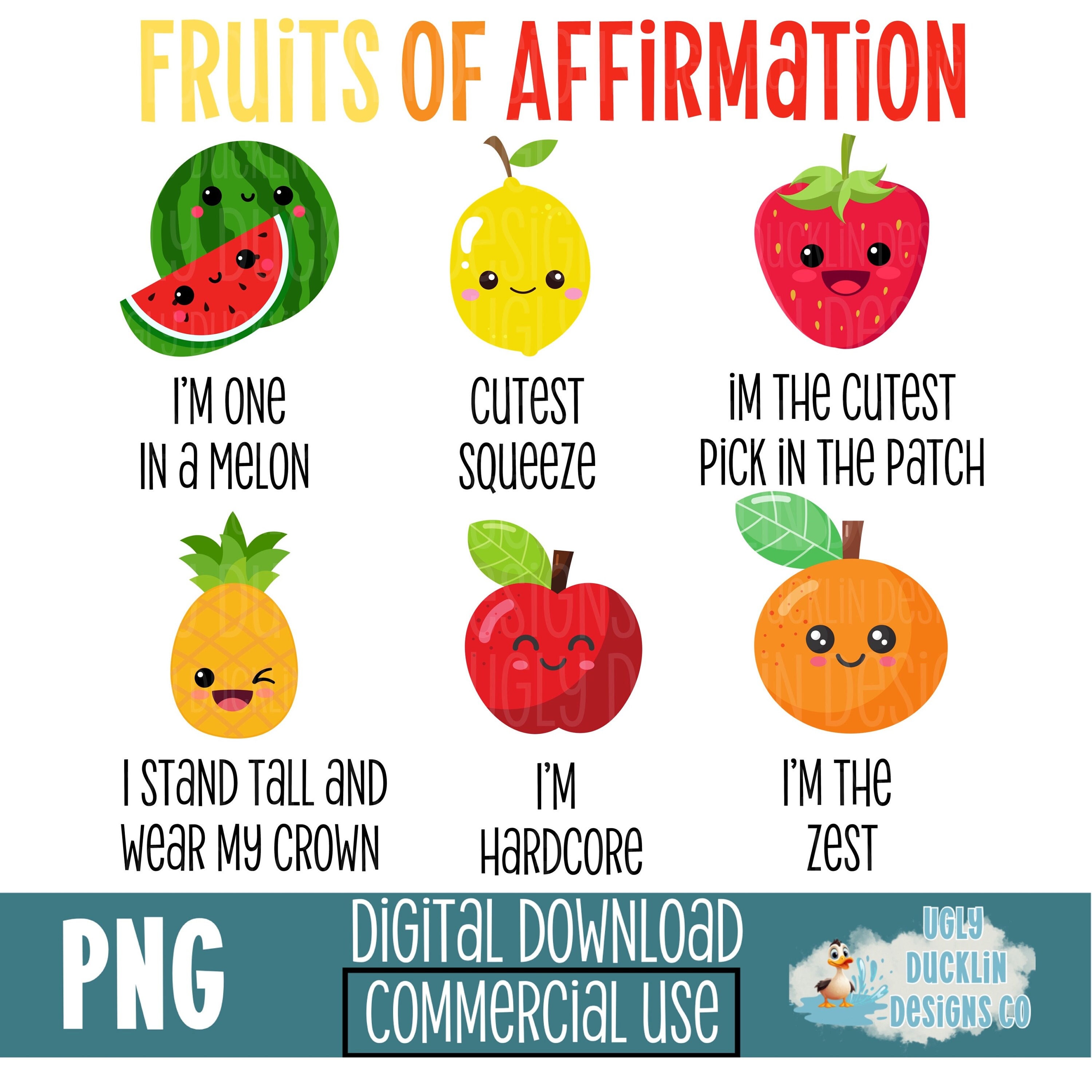 Fruits of Affirmation PNG, Kids Digital Download, Fruit PNG - Etsy