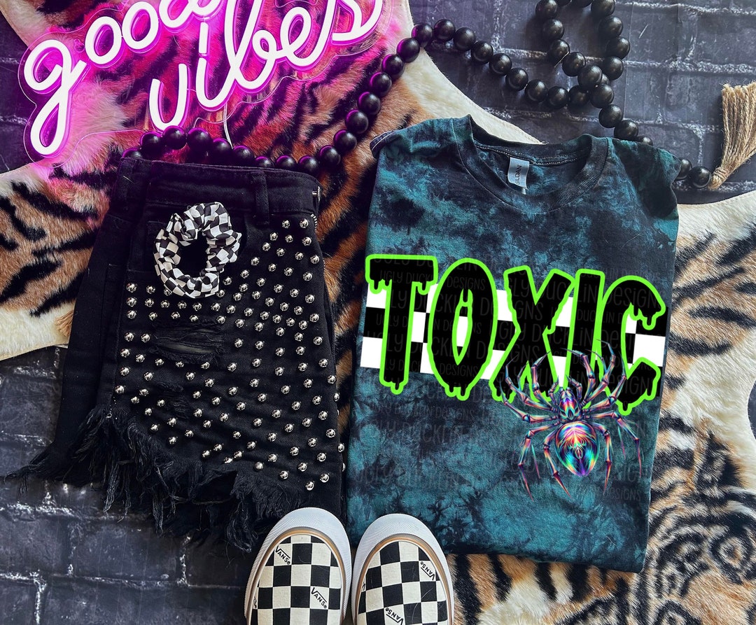 Toxic PNG Faux Holographic Digital Design Halloween Sublimation Design ...