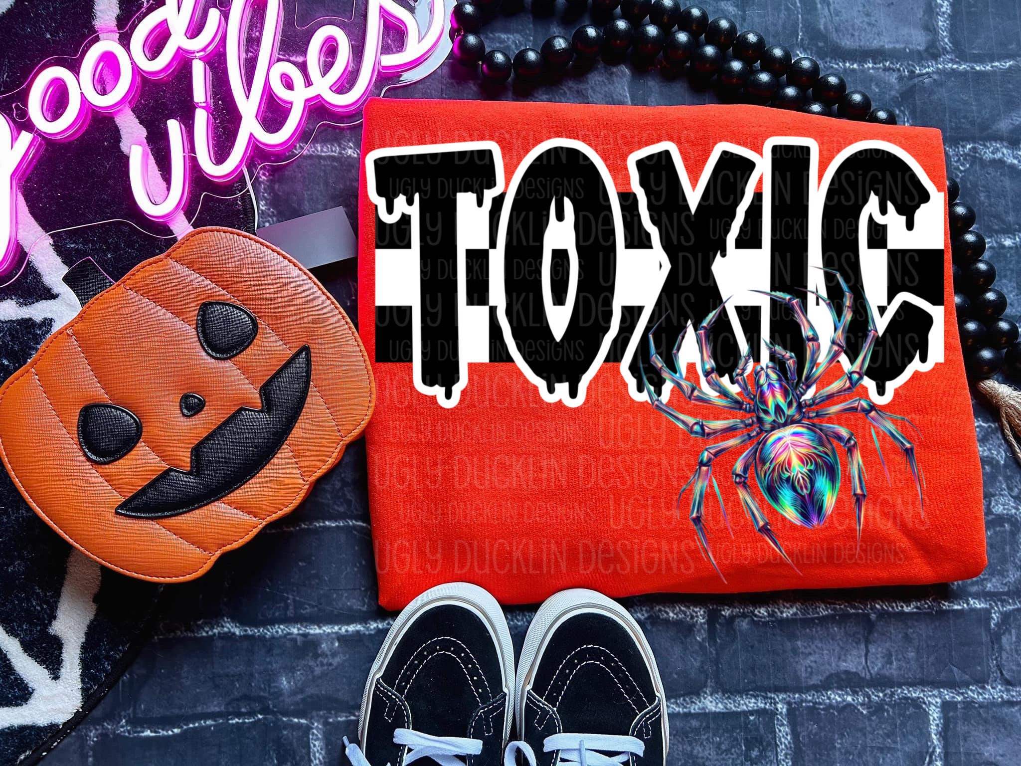 Toxic PNG Faux Holographic Digital Design Halloween Sublimation Design ...