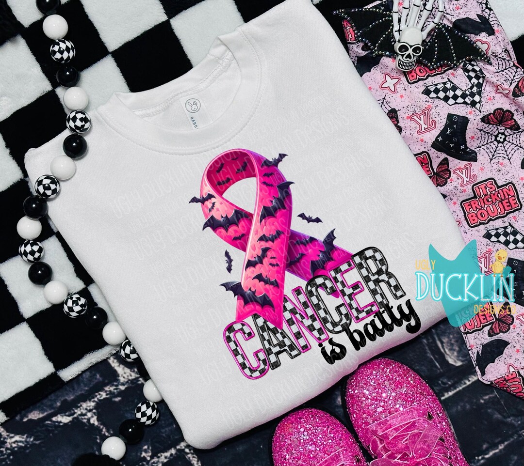 Cancer is Batty PNG Faux Embroidery Digital Design Mom Sublimation ...