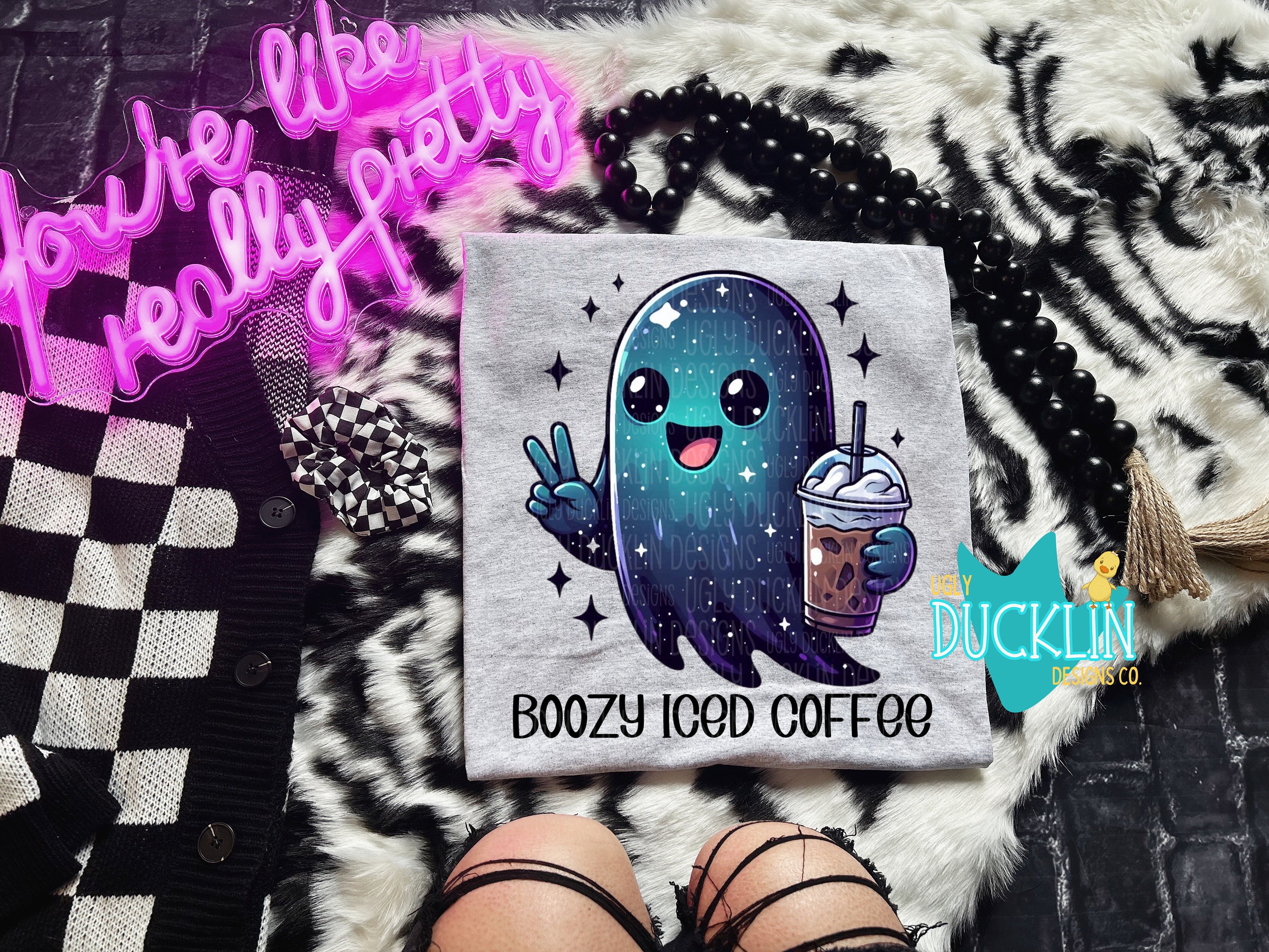 Boozy Iced Coffee PNG Ghost Digital Download Spooky Sublimation - Etsy