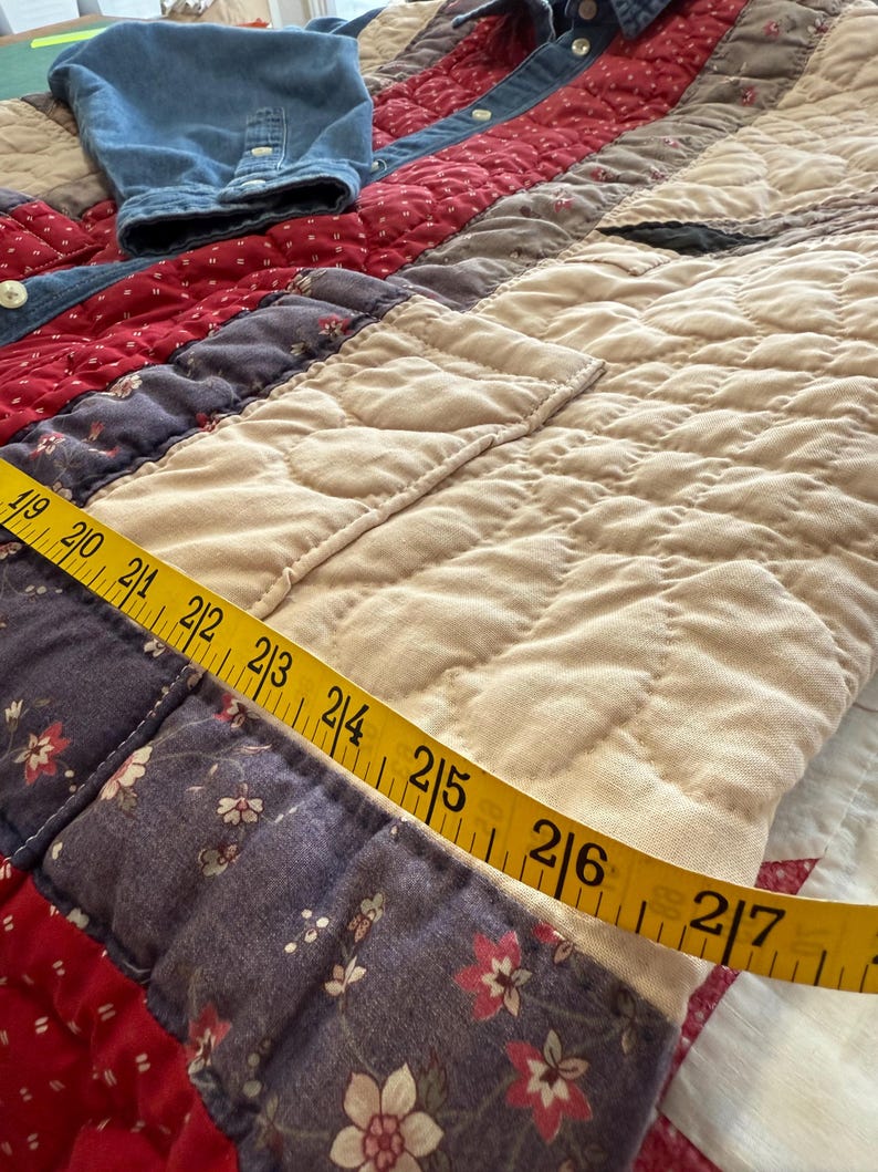 Star Quilt Coat With Denim Sleeves With Button Cuff, Denim Collar and ...