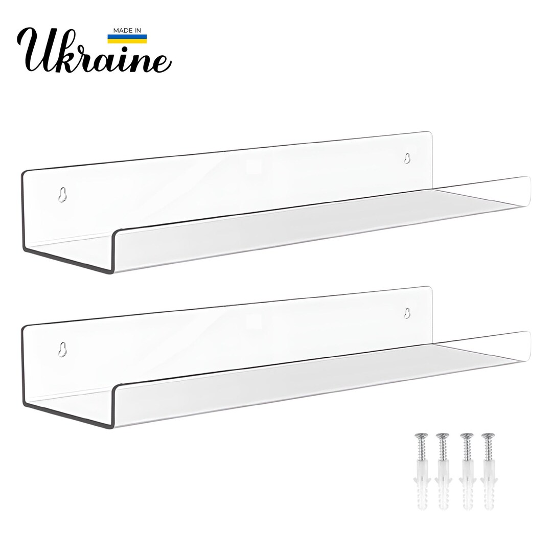 Acrylic Transparent Shelves Two Pieces 15 Inches Organizer for Bathroom ...