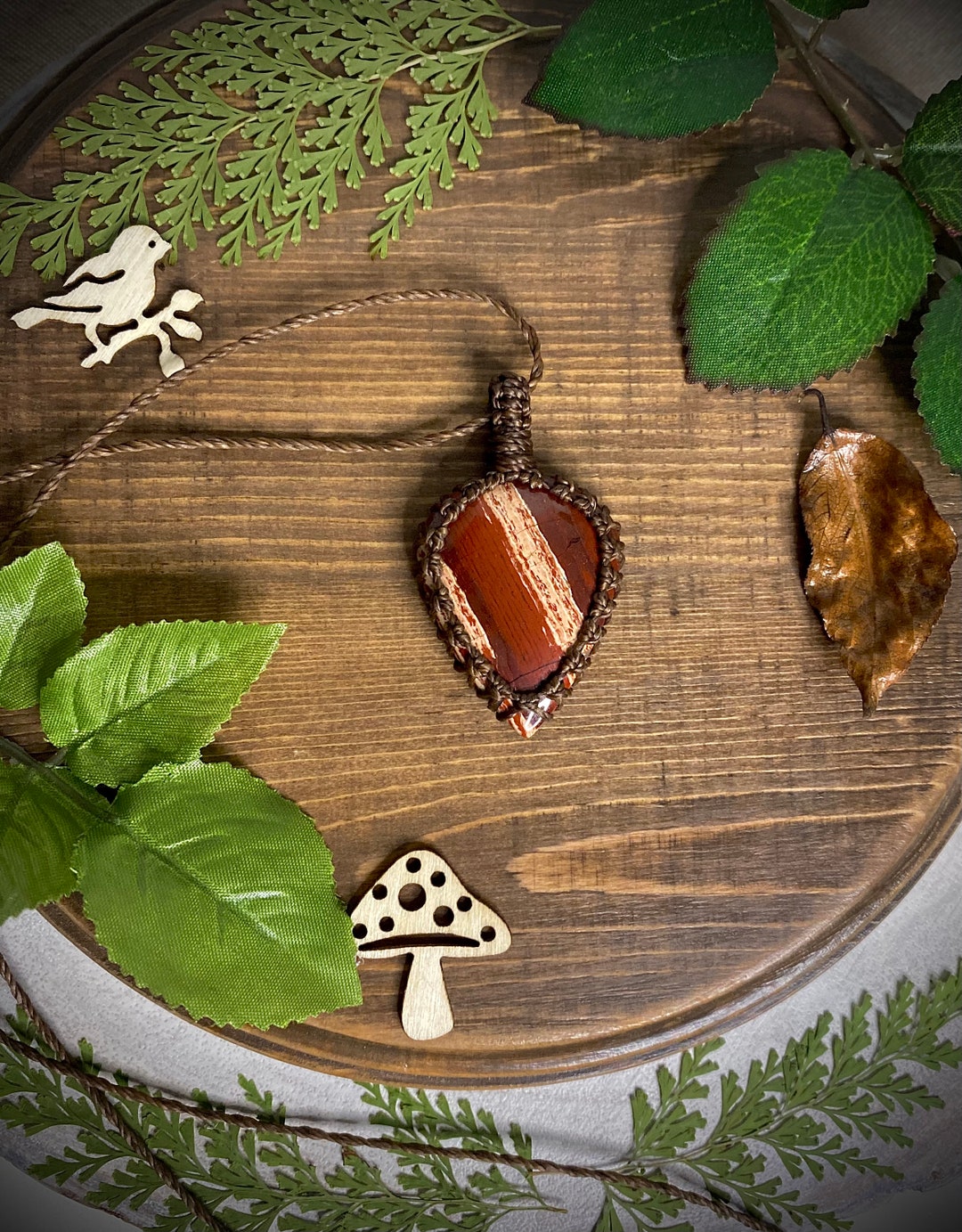 Robin Hood Jasper Spear Men’s Macrame Natural Stone Necklace - Etsy