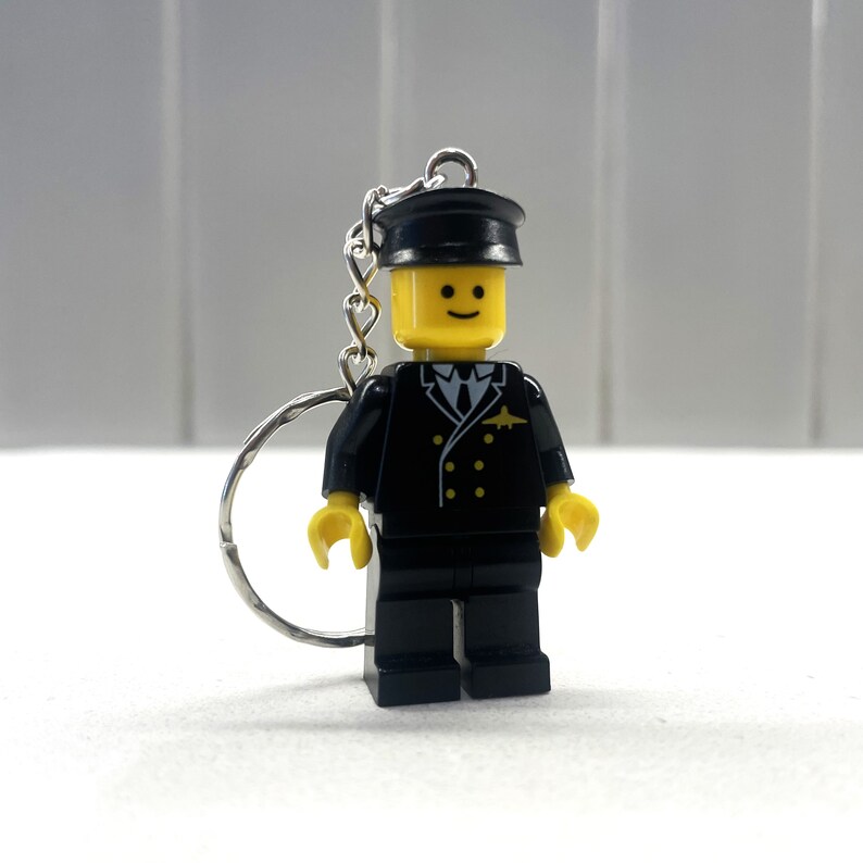 LEGO Airline Pilot in Black Suit Minifigure Keychain Keyring - Etsy