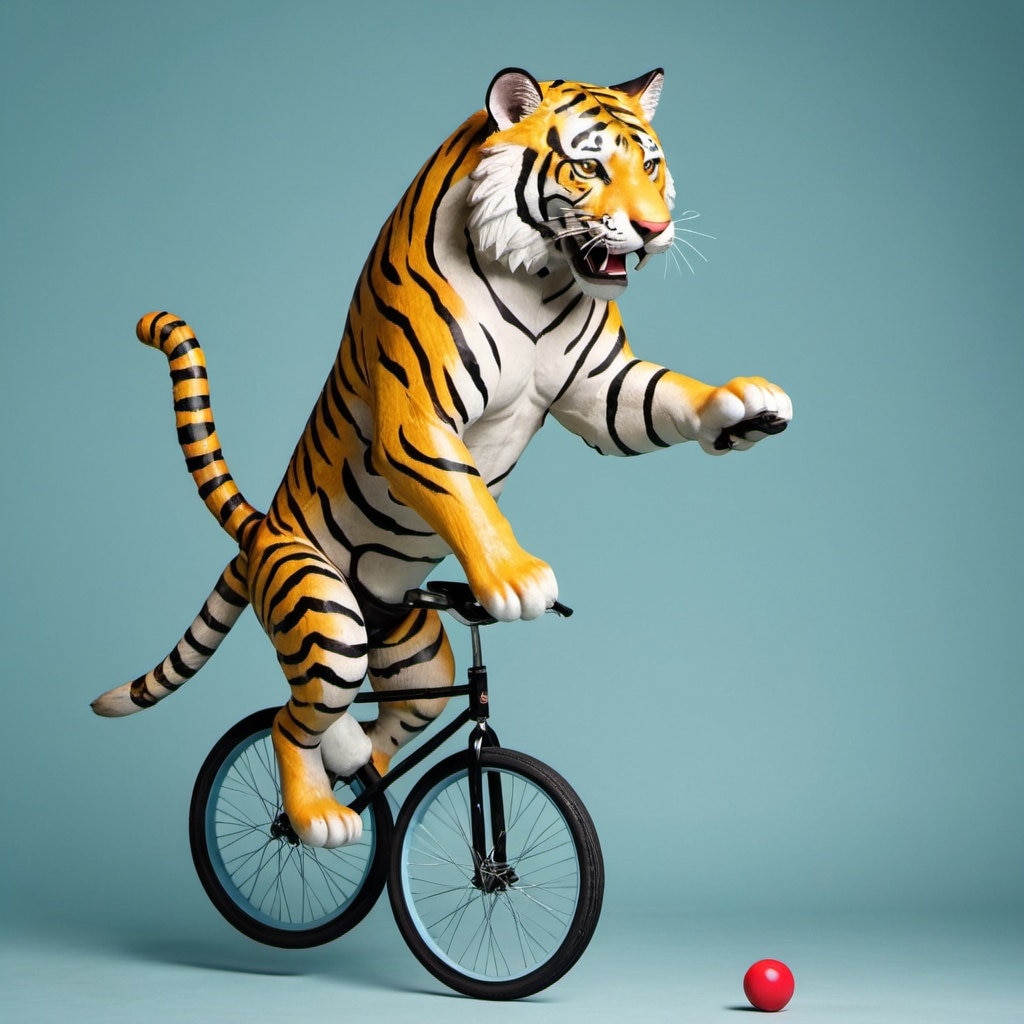 Tiger on a Unicycle - Etsy