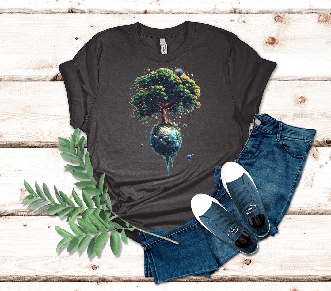 Cosmic Tree of Life Floating in Space Eco Art Tee for Nature and Galaxy ...