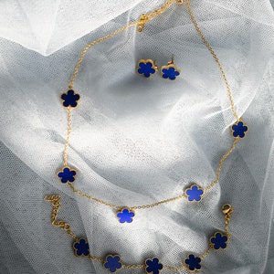Stunning Gold-plated Clover Collection in Blue Necklace With Five ...